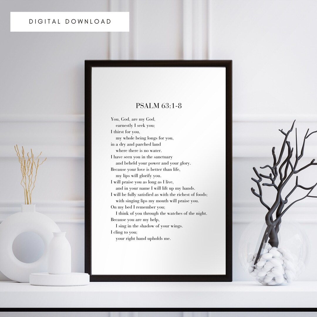 Christian Printable Wall Art Psalm Bible Verse Digital Download White