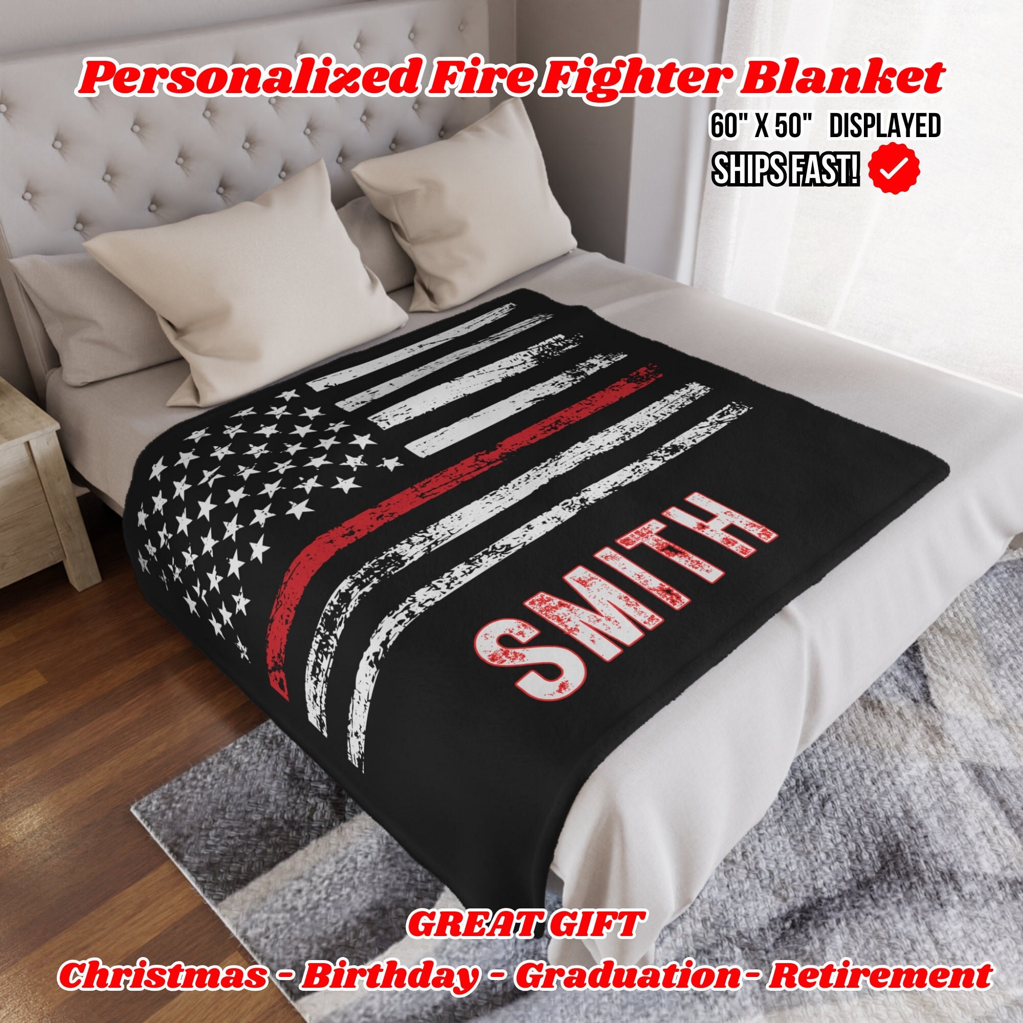 Firefighter Gift Firefighter Blanket Firefighter Retirement - Etsy