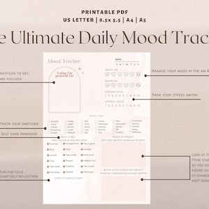 Daily Mood Tracker. Printable Mood Track PDF. Self Care Journal. Mood ...