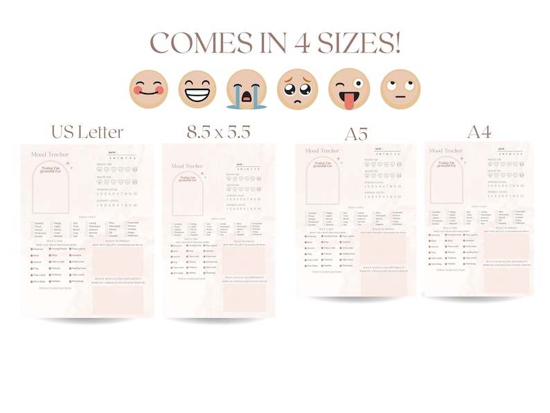 Daily Mood Tracker. Printable Mood Track PDF. Self Care Journal. Mood ...