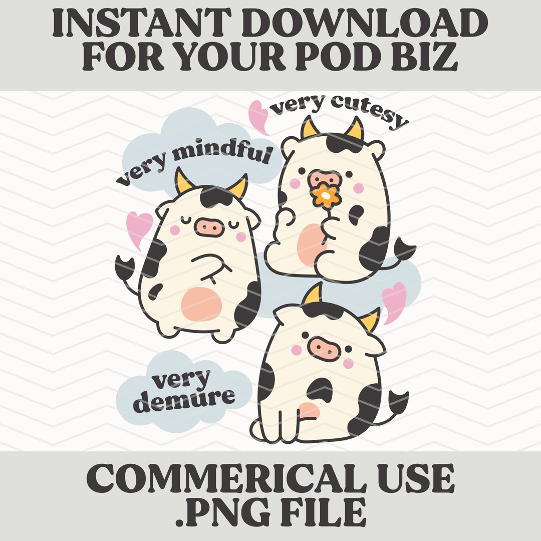 Funny Demure Cow Instant Download Graphic, Commercial Use, Print on ...
