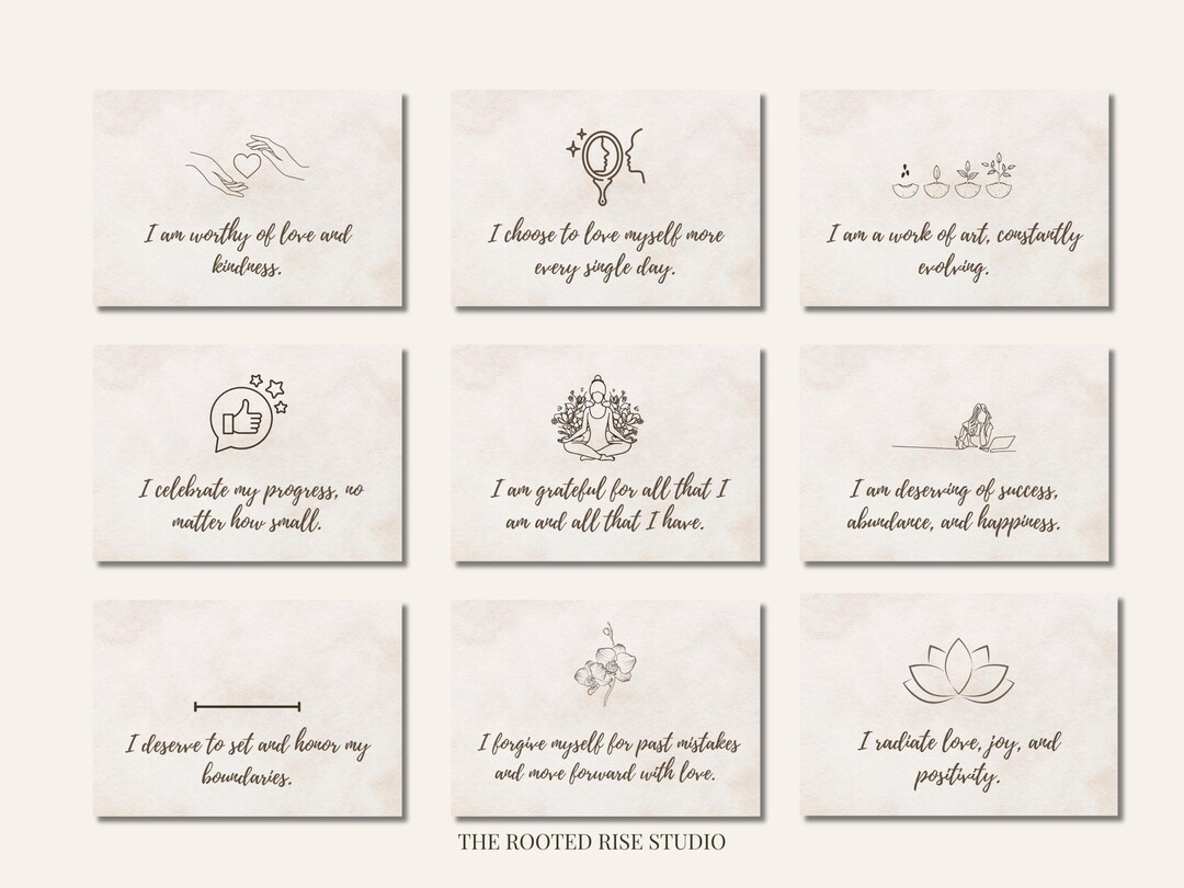 Self-love Affirmation Cards: Printable Mindfulness & Gratitude (digital ...