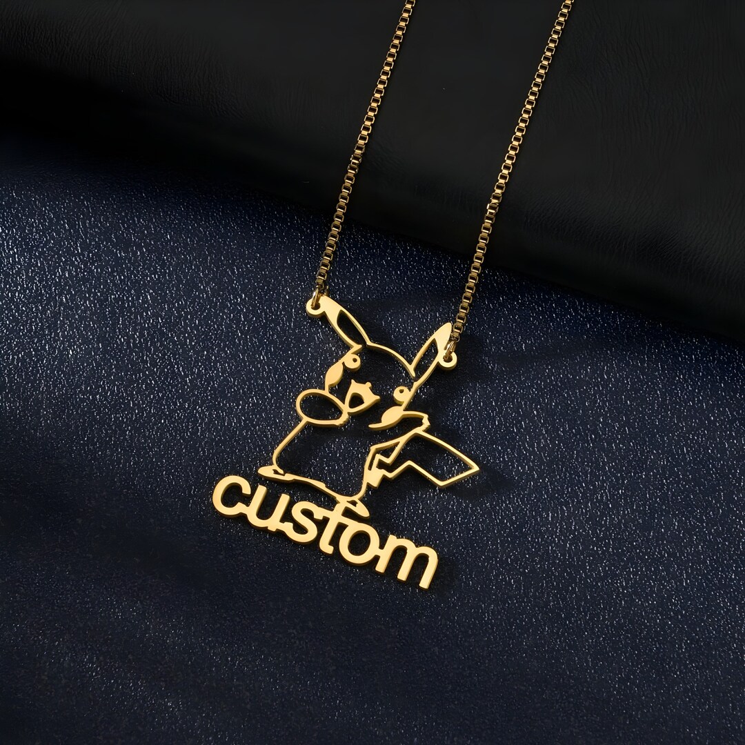 Pikachu Name Necklace, Custom Necklace, Long Distance Relationship ...