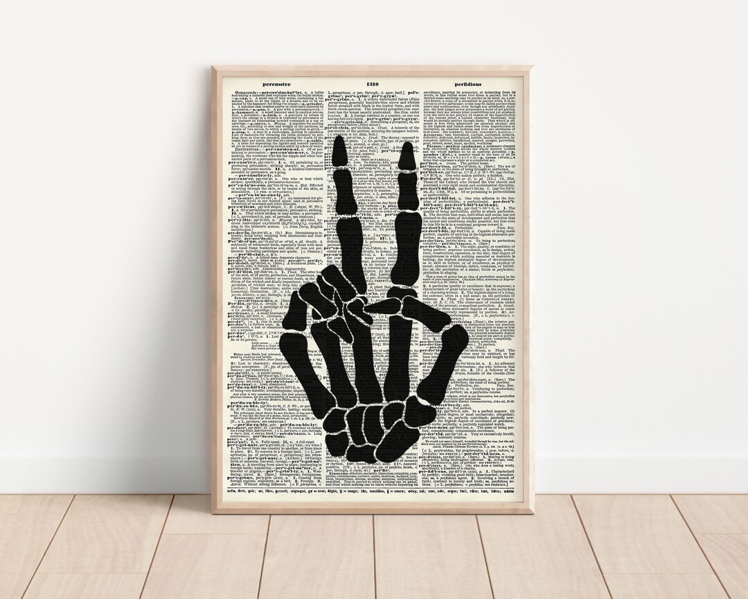 Skeleton Peace Sign Dictionary Print - Etsy