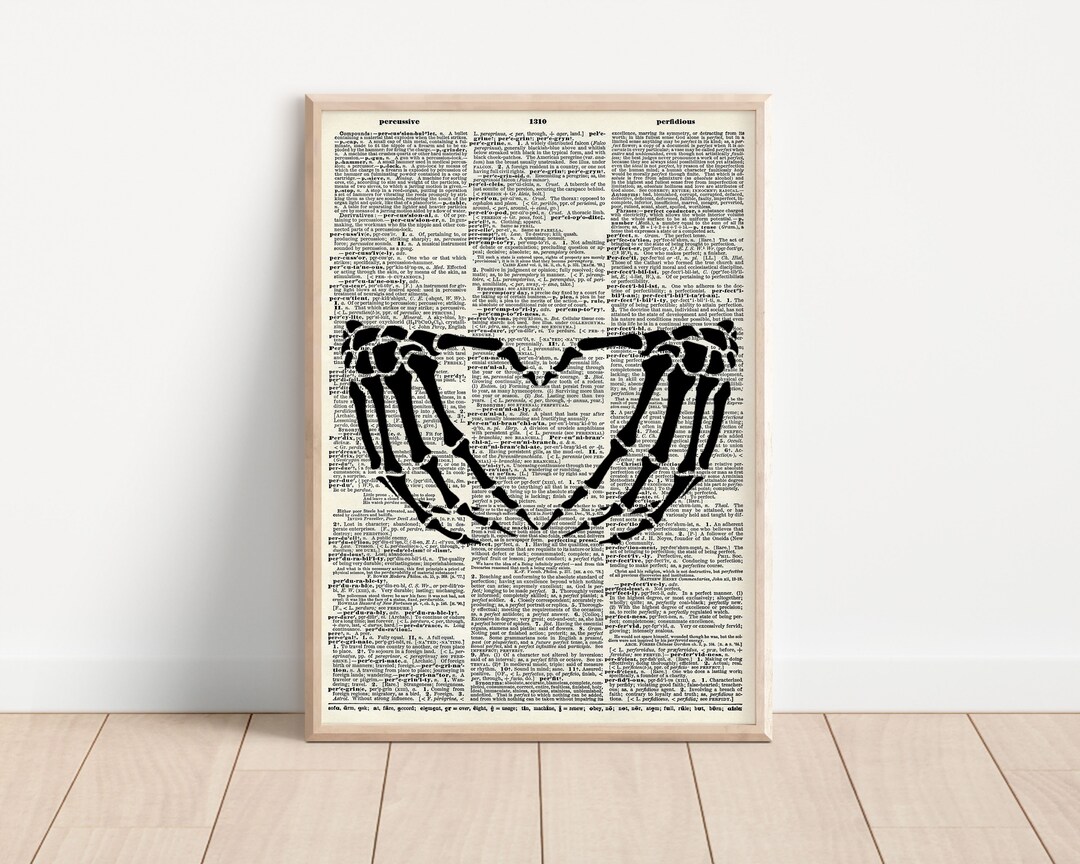Skeleton Hand Heart Dictionary Print - Etsy