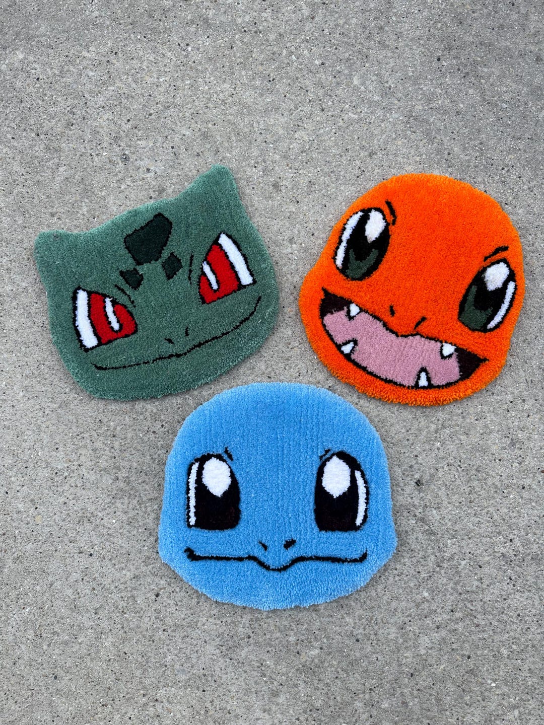 Kanto Starters (bulbasaur, Squirtle, Charmander) Tufted Rugs / 100% ...