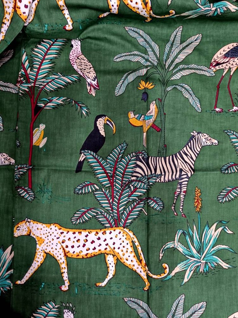 Jungle Print Fabricmulti Jungle Color Fabric Cotton Fabric - Etsy