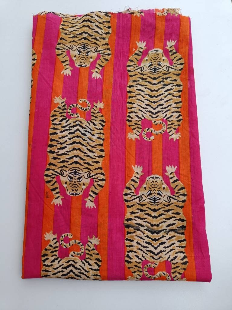 Tiger Print Cotton Fabric by the Yard, Animal Print Cotton Quilting ...