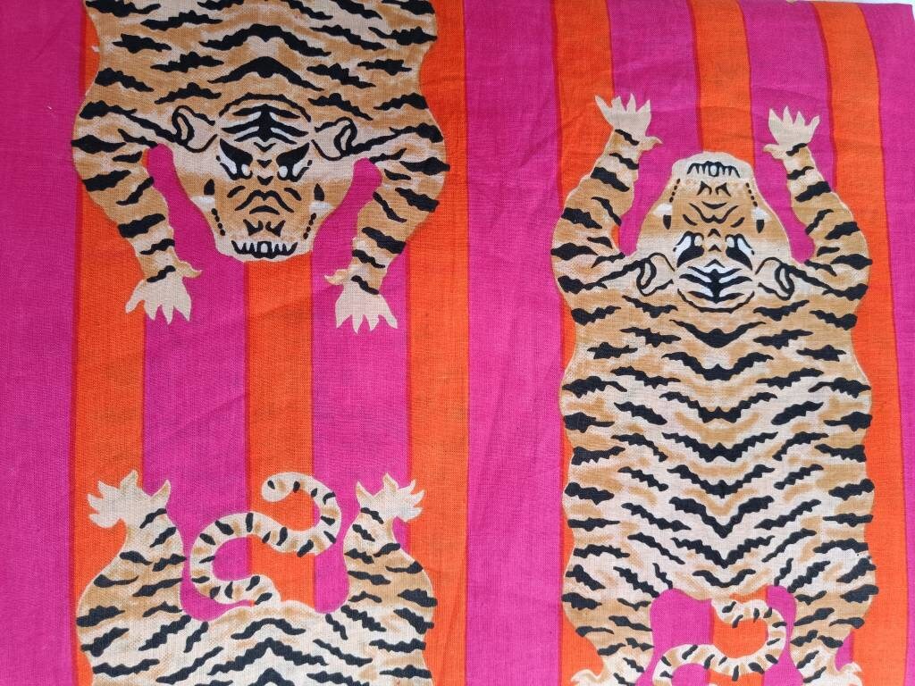 Tiger Print Cotton Fabric by the Yard, Animal Print Cotton Quilting ...