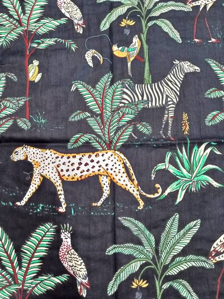 Jungle Print Fabric,multi Jungle Color Fabric, Cotton Fabric, Indian ...