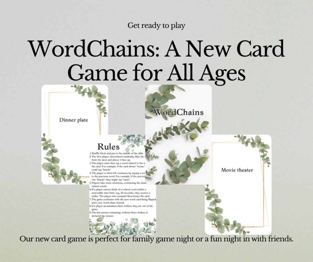 Word Chains Multiplayer Party Card Game Family All Ages, Word ...