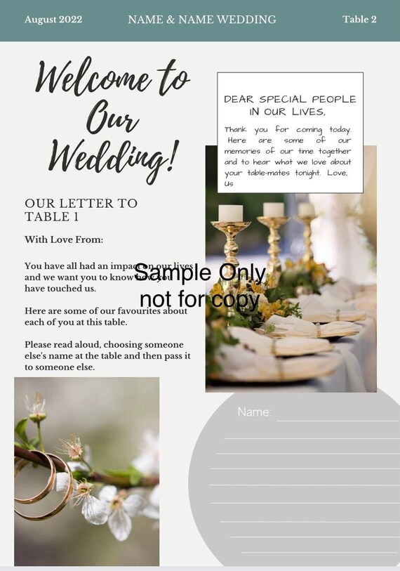Table Letter to Welcome Wedding Guests | Etsy