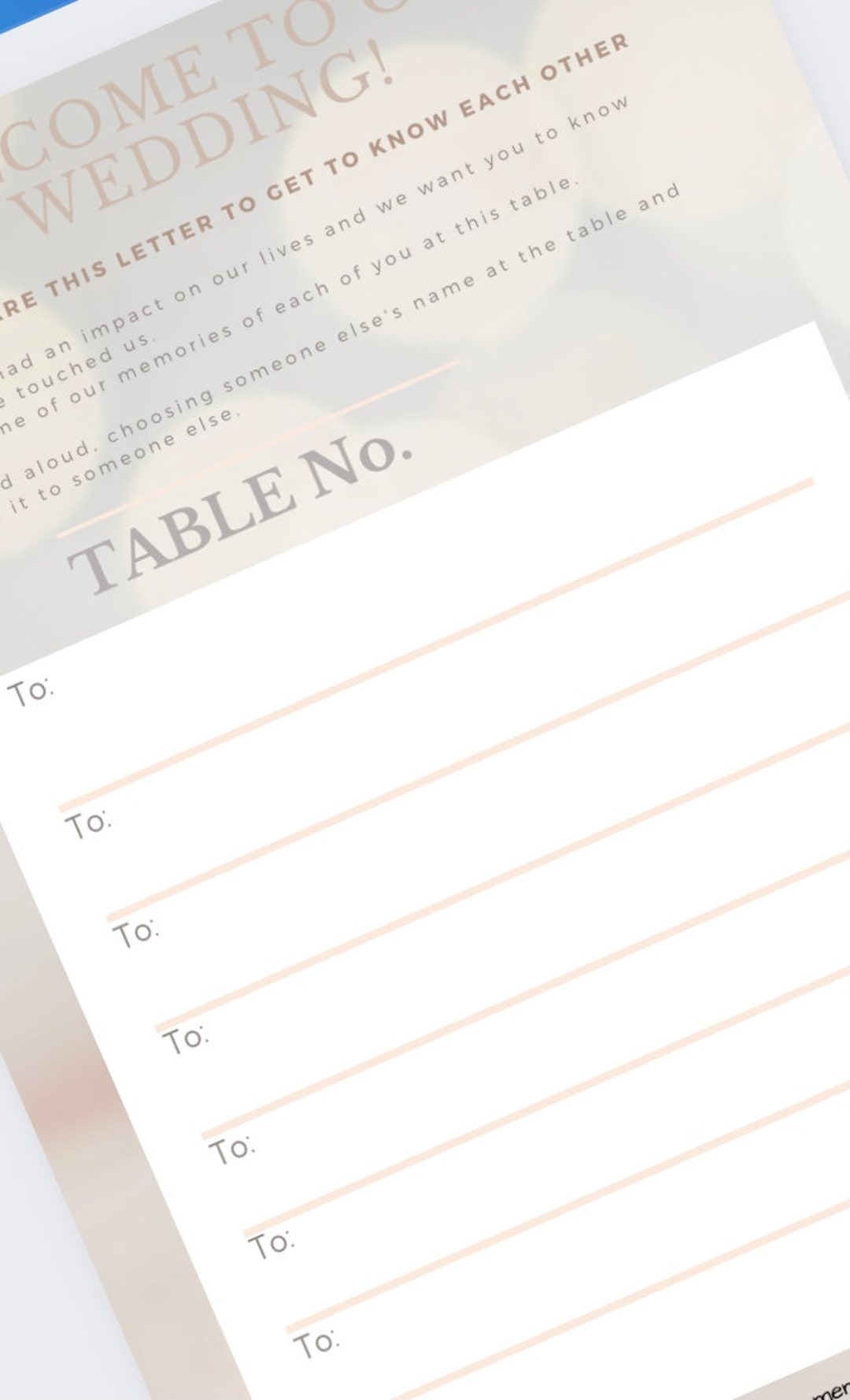 Table Letters to Your Wedding Guests - Etsy