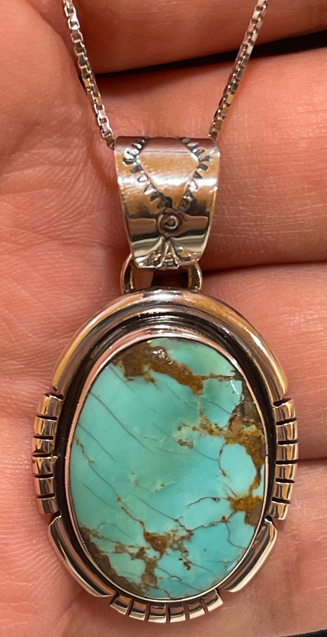 Royston Turquoise Artist Signed Necklace - Etsy