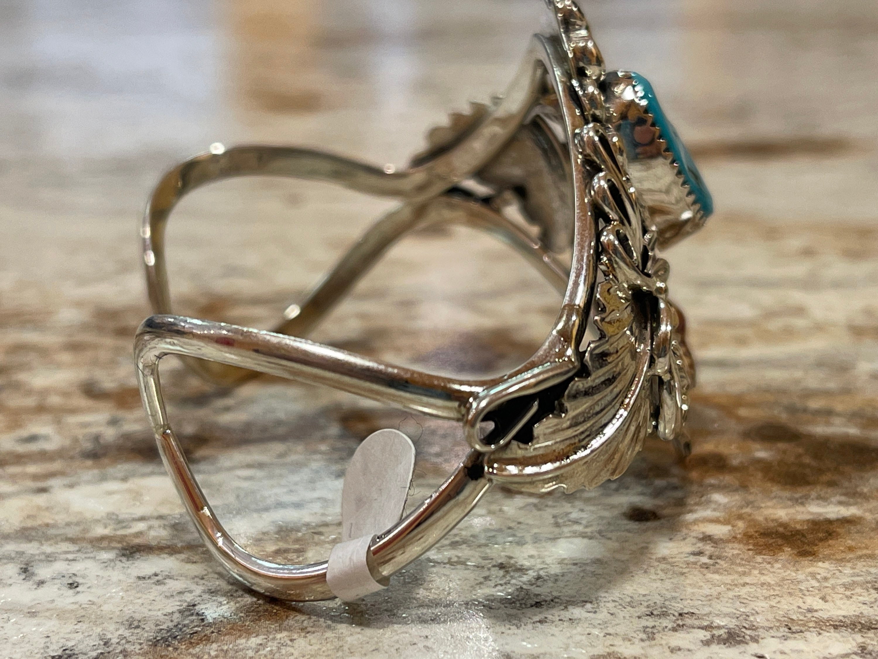 Navajo Harry B Yazzie Turquoise and Coral Silver Cuff Bracelet - Etsy