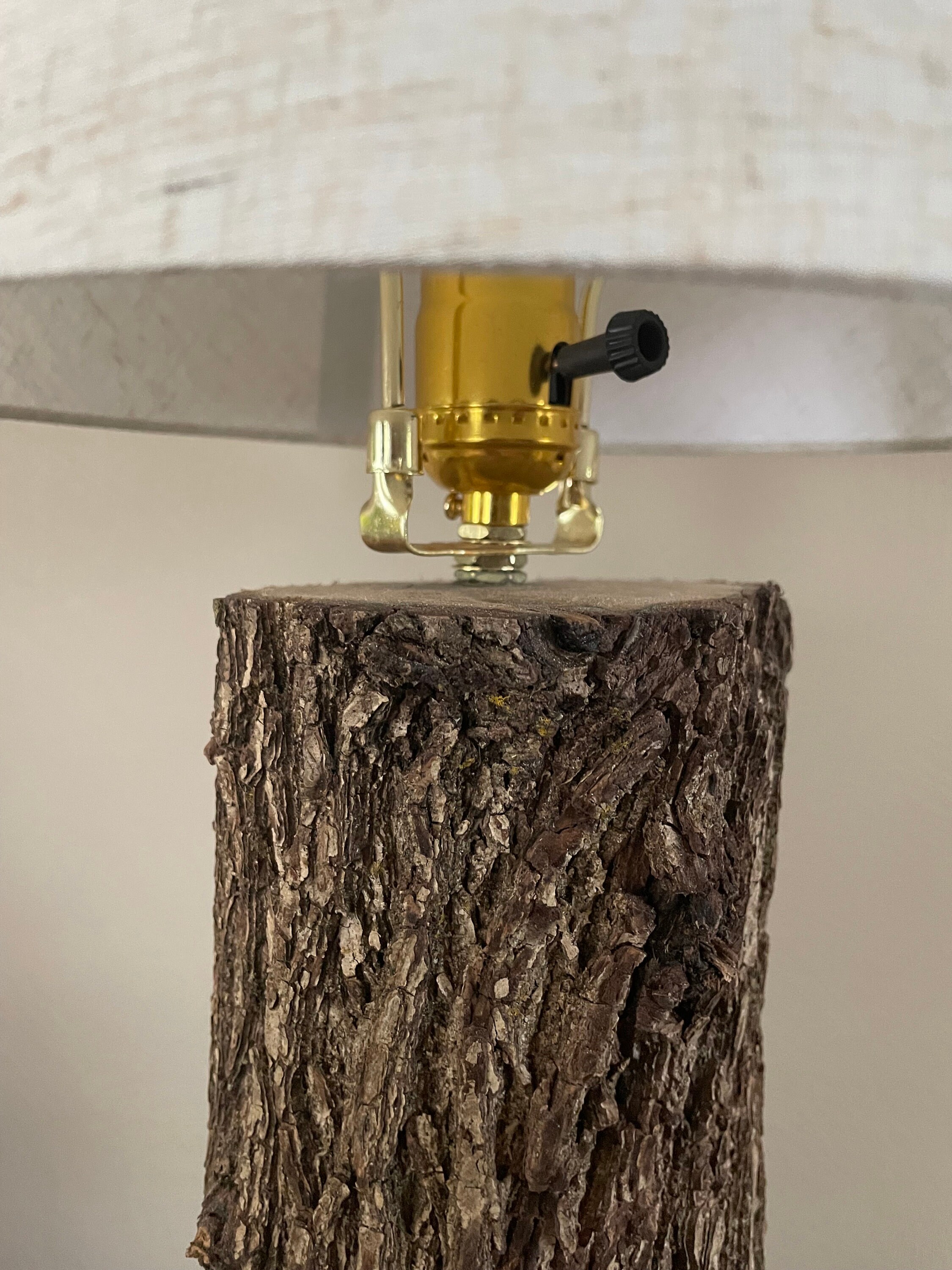 Rustic Handmade Wood Lamp With Bark, Log Light, Natural Home Decor ...