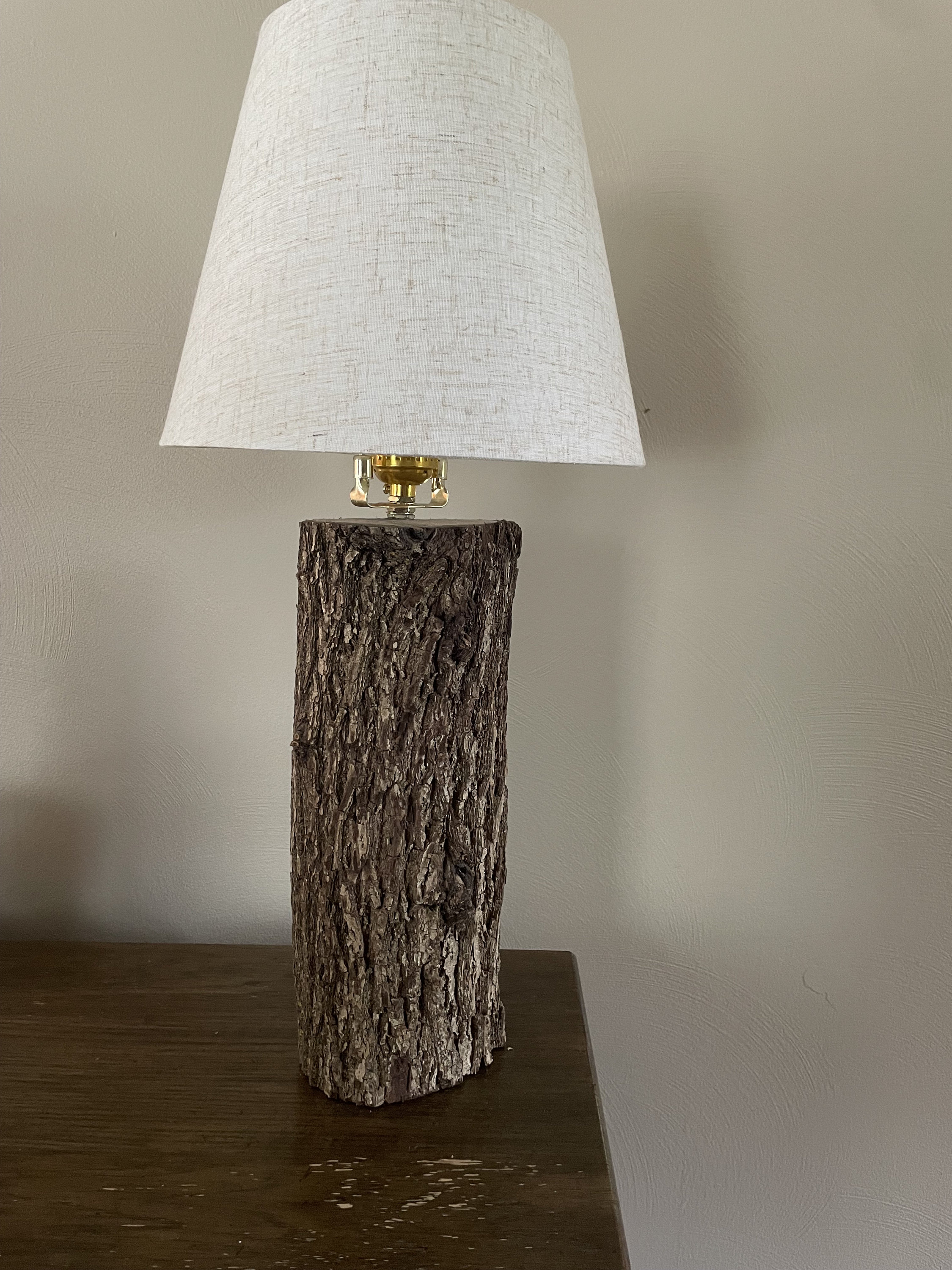 Rustic Handmade Wood Lamp With Bark, Log Light, Natural Home Decor ...