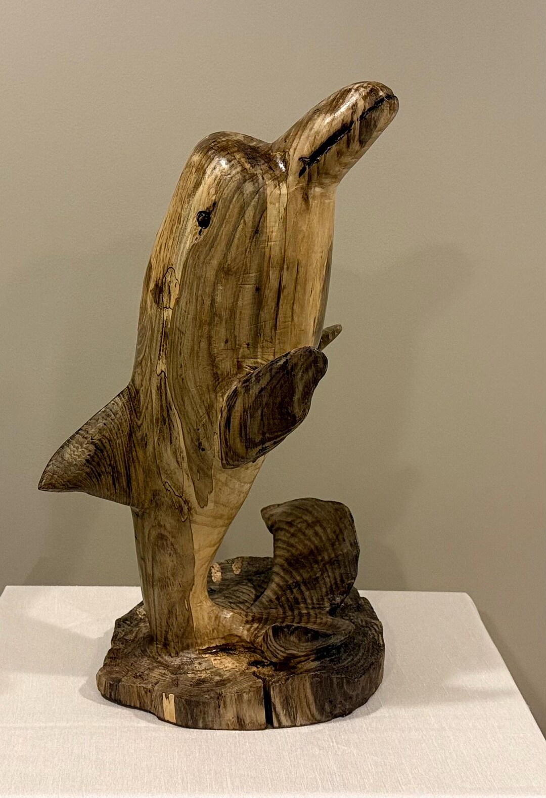 Large Wood Carved Dolphin, Handmade, High Quality Ash Wood and Natural ...