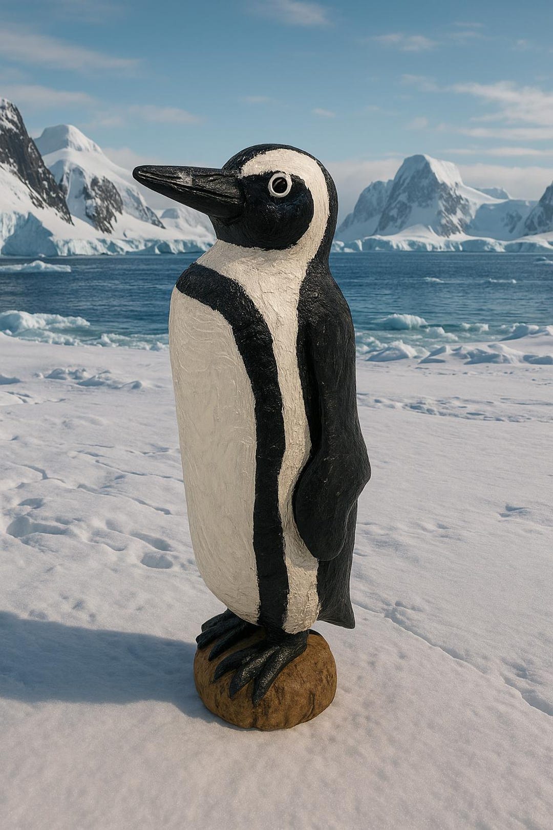 Chainsaw Carved Life-sized Humboldt Penguin Sculpture: 4 Feet Tall One ...