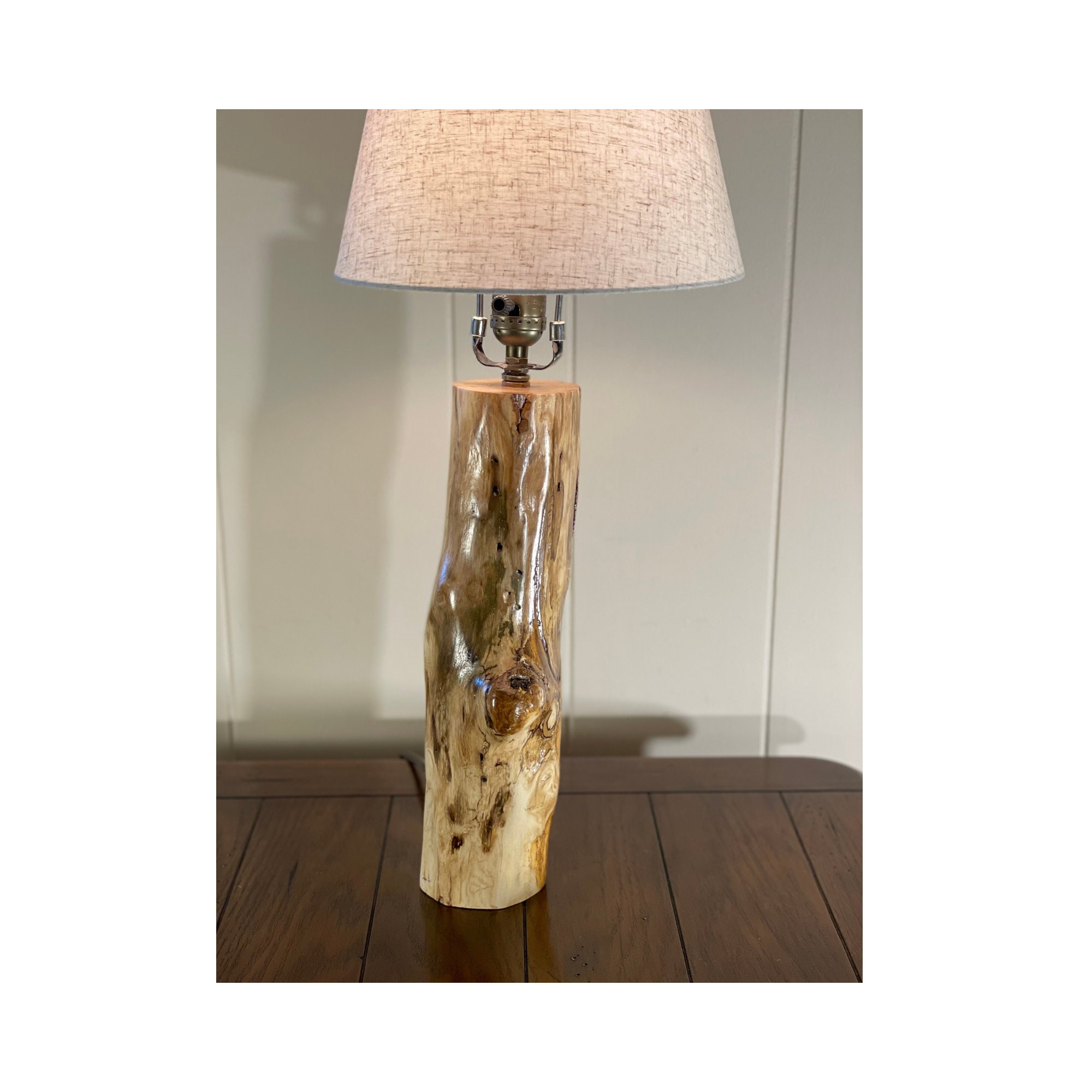 Rustic Handmade Wood Lamp, Log Light, Natural Home Decor for Log Cabin ...