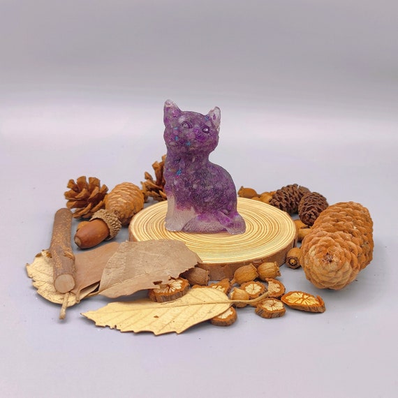 AMETHYST CAT Natural Crystal Gemstone Resin Cat Figure Resin - Etsy