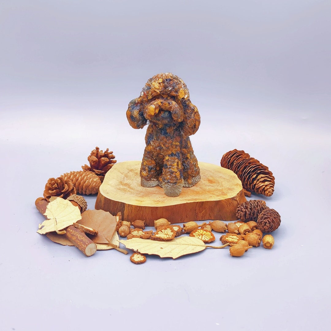 TIGERS EYE POODLE, Natural Crystal Gemstone Resin Dog Figure, Dog ...