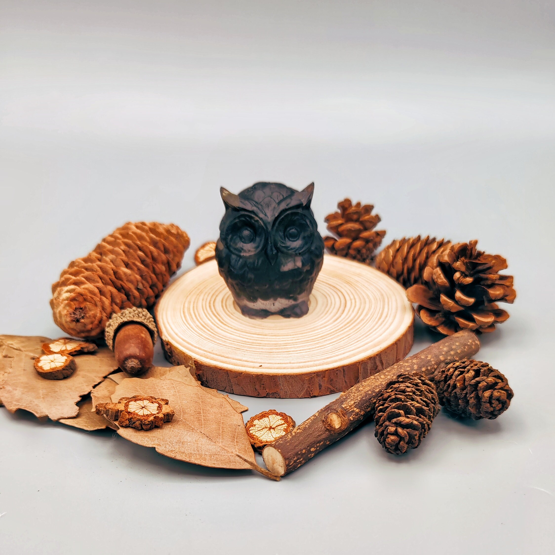 OBSIDIAN RESIN OWL Natural Crystal Gemstone Chips Owl Figure - Etsy