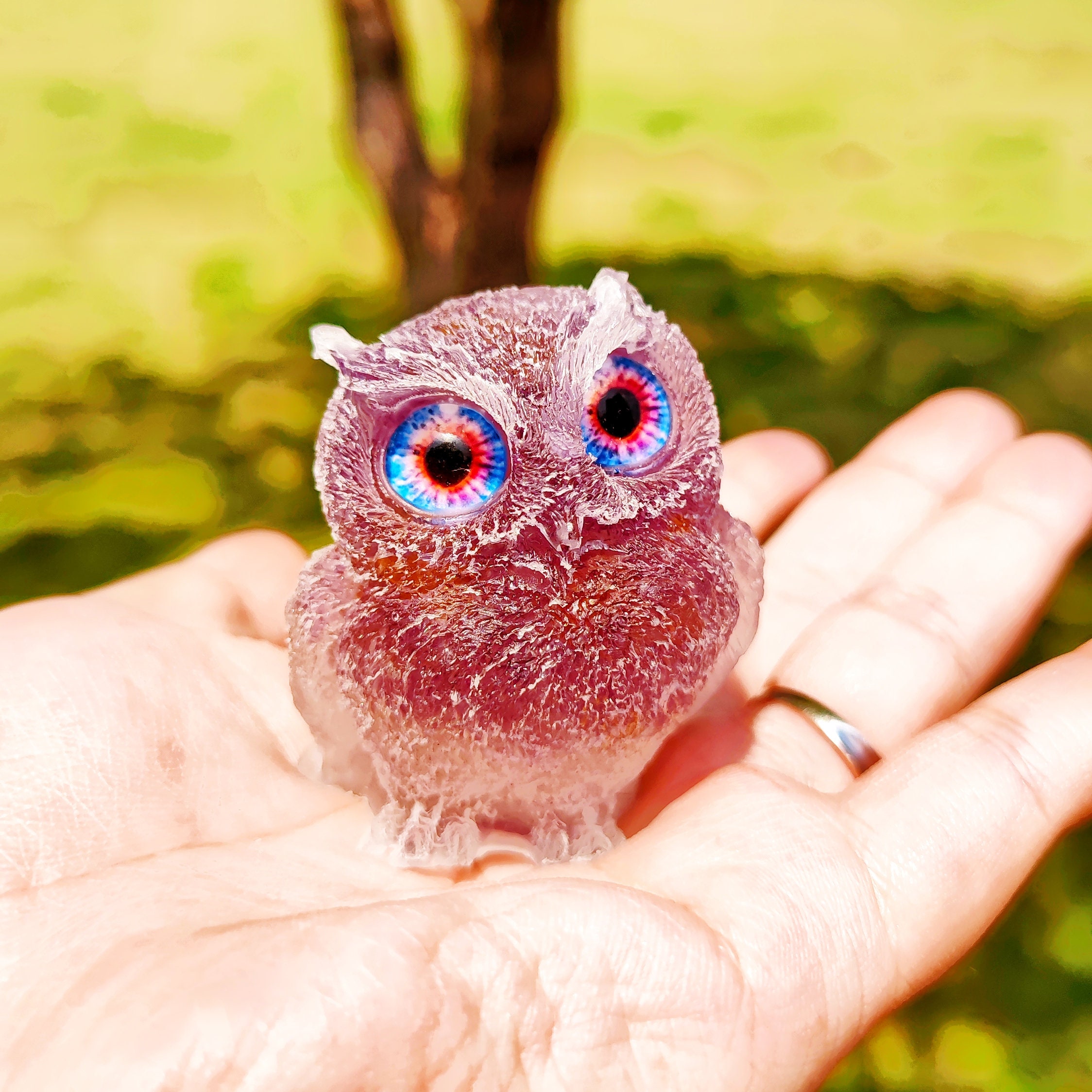 AMETHYST Owl Natural Crystal Gemstone Resin Owl Figure Resin | Etsy ...