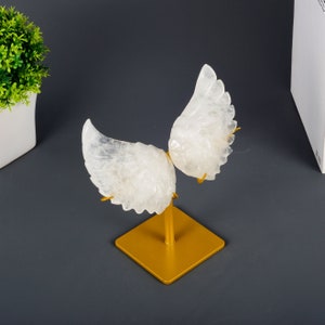 CLEAR QUARTZ WINGS, Natural Crystal Angel Wings With Stand, Healing ...