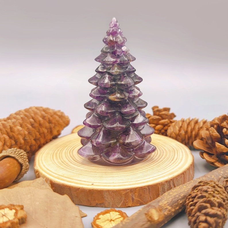 CRYSTAL CHRISTMAS TREES, Natural Crystal Chips Filled Resin Christmas ...