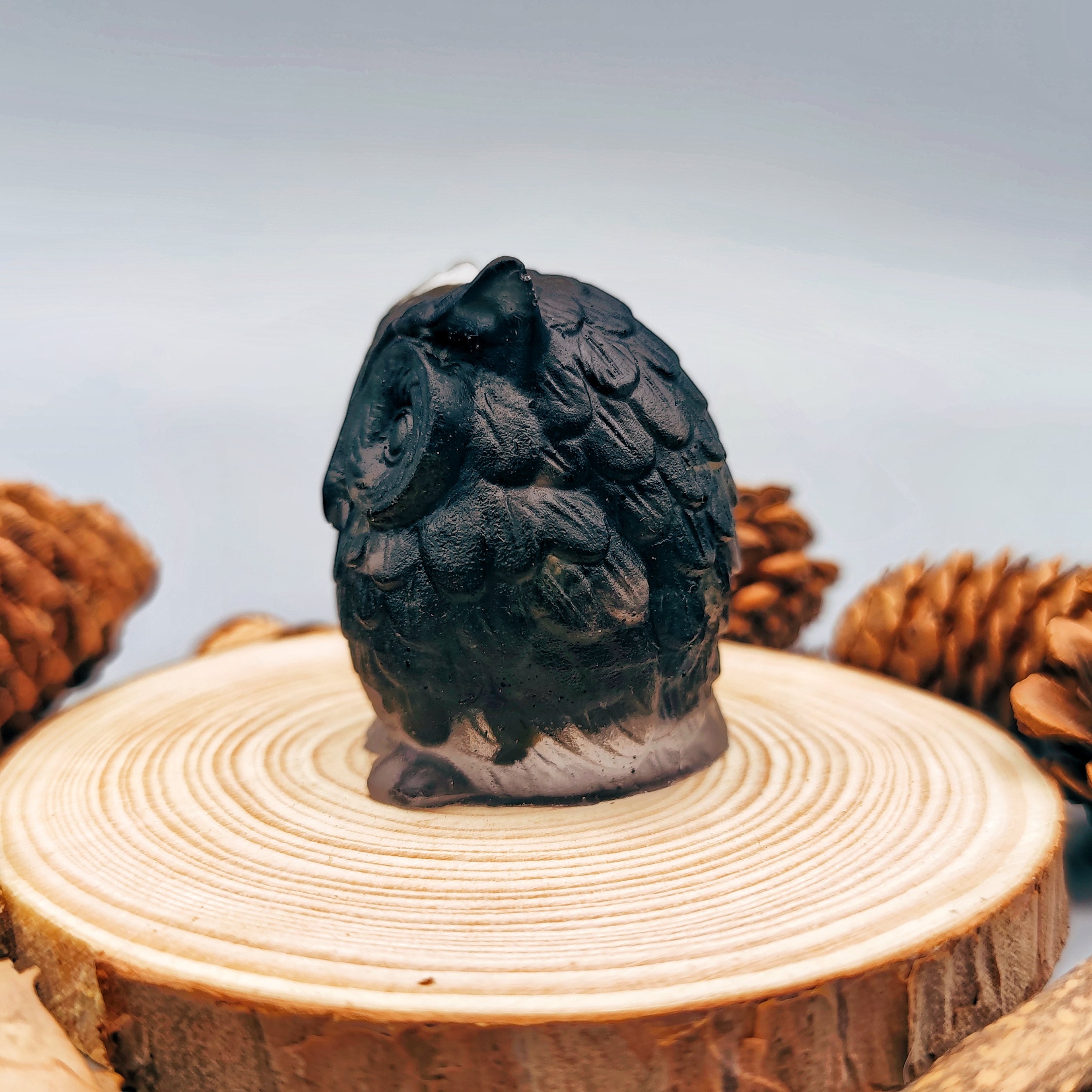 OBSIDIAN RESIN OWL Natural Crystal Gemstone Chips Owl Figure - Etsy