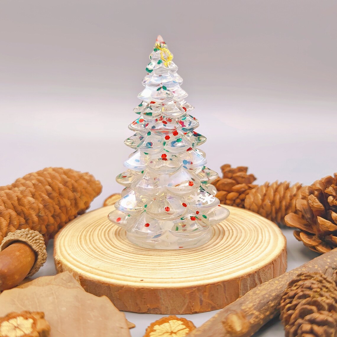 CRYSTAL CHRISTMAS TREES Natural Crystal Chips Filled Resin - Etsy