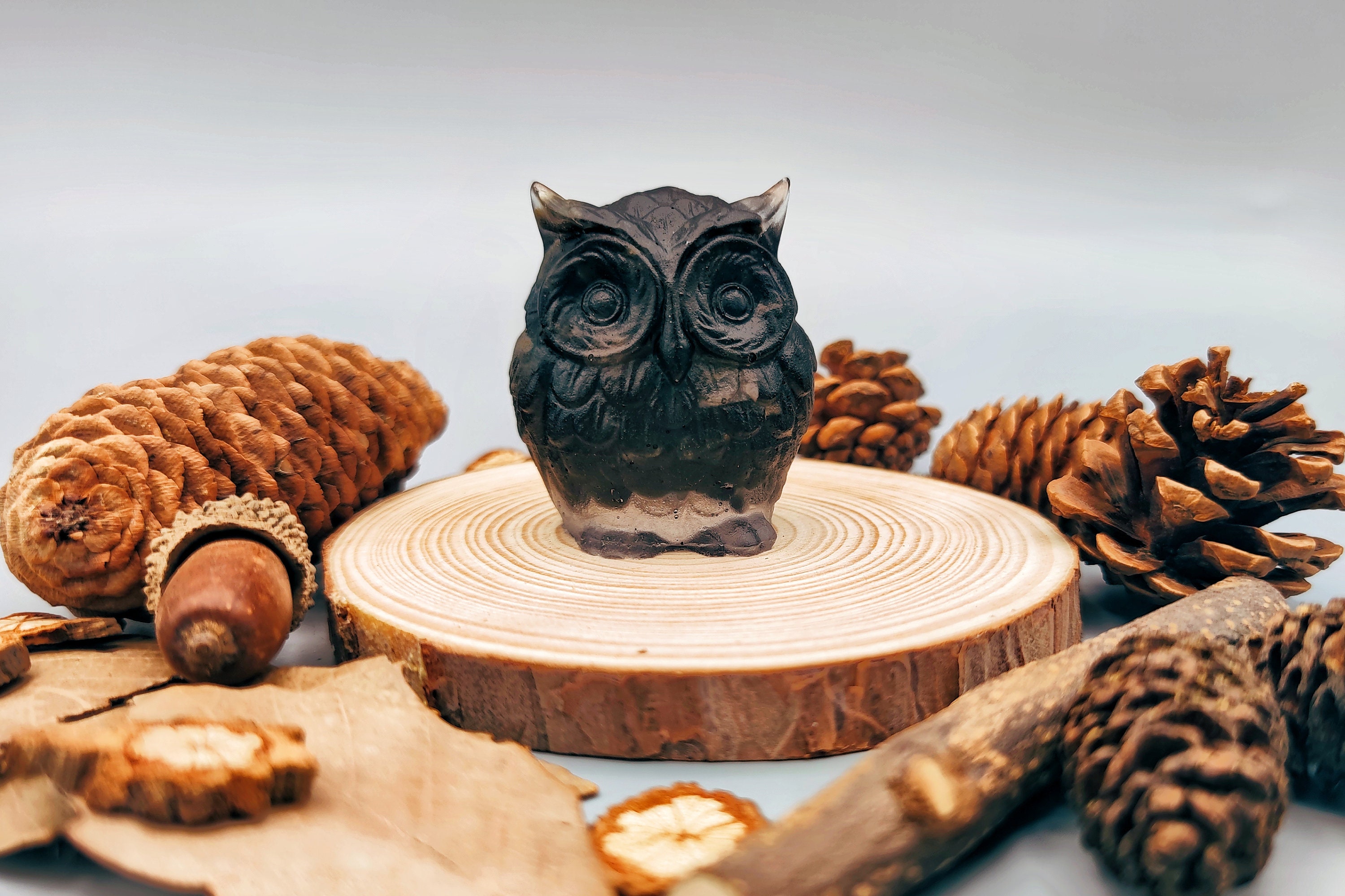 OBSIDIAN RESIN OWL Natural Crystal Gemstone Chips Owl Figure - Etsy