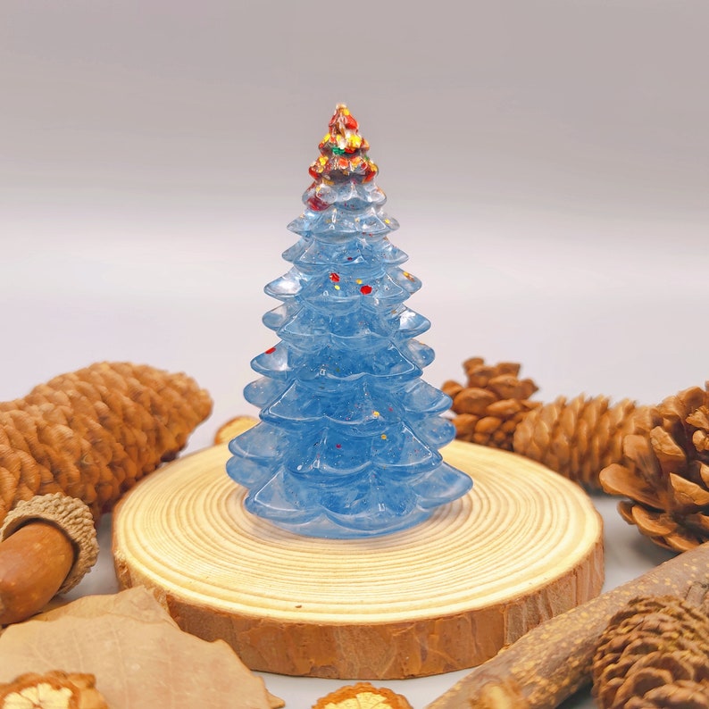 CRYSTAL CHRISTMAS TREES, Natural Crystal Chips Filled Resin Christmas ...