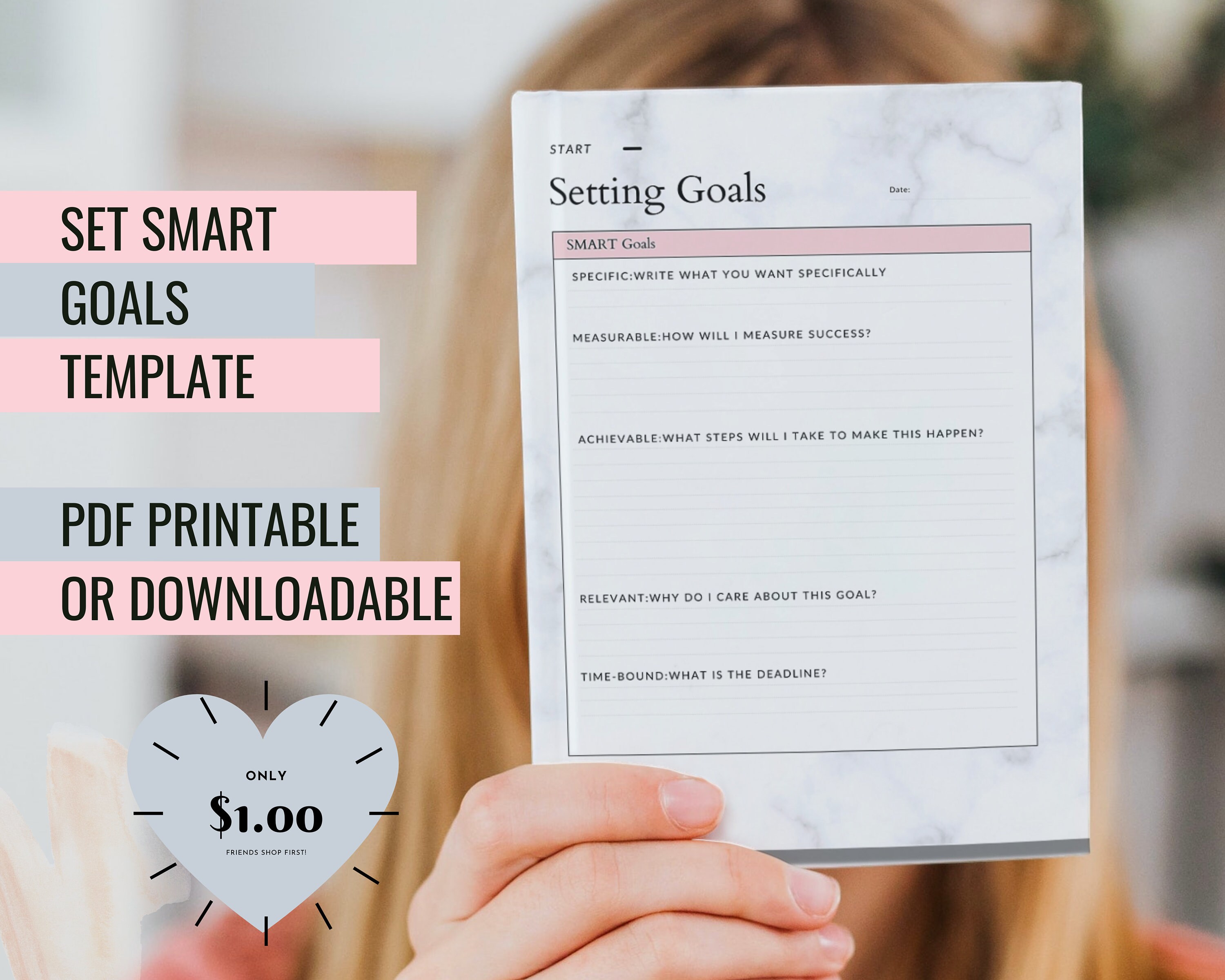 PRINTABLE Goal Setting Cloud Print Instant Download Goal Planning SMART ...