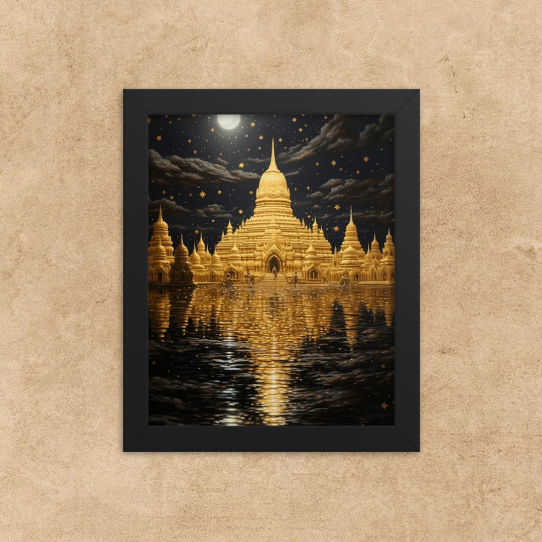 Golden Hindu Temple Framed Poster Art | Hindu God Print - Etsy