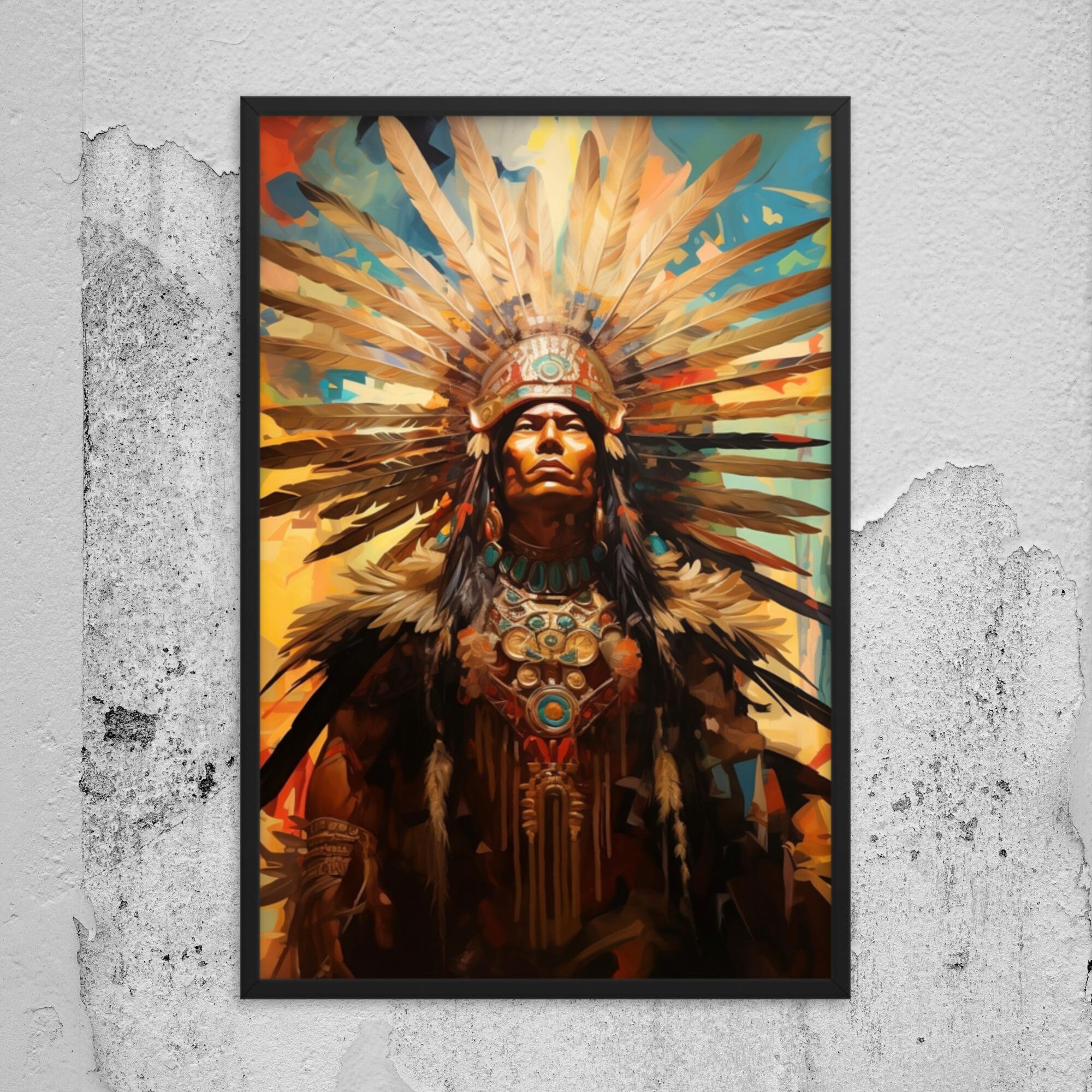 Aztec God Poster Art Aztec King Mayan Warrior Native American Framed - Etsy