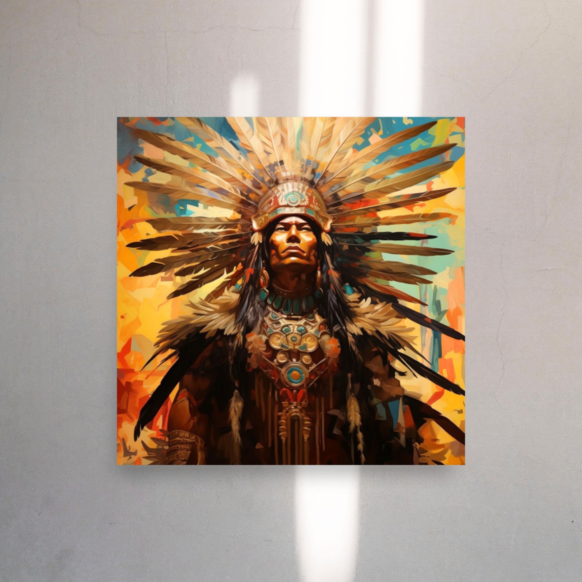 Aztec God Poster Art Aztec King Mayan Warrior Native American Wall ...