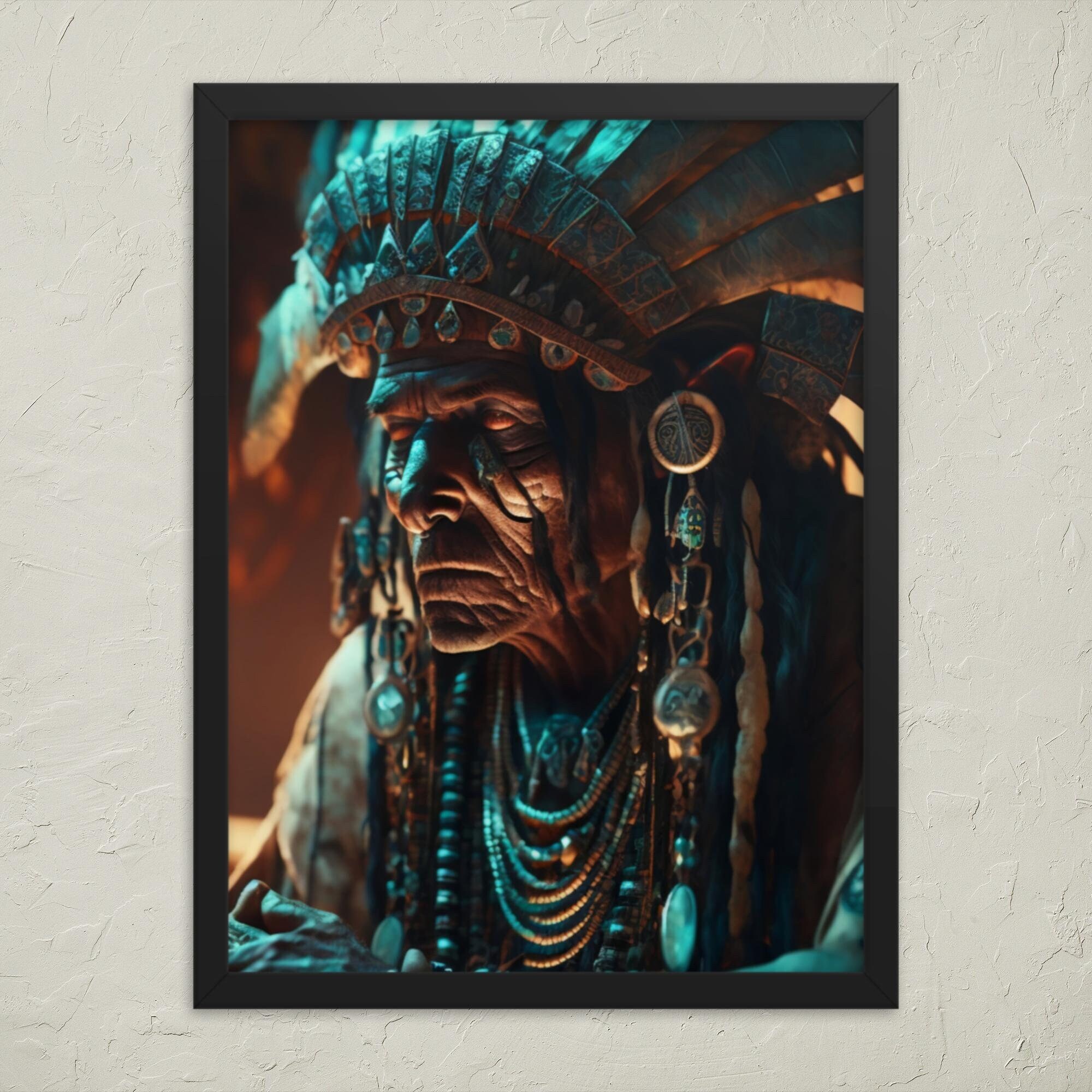 Aztec Indian Chief 'the King' Framed Poster | Mayan, Native American ...