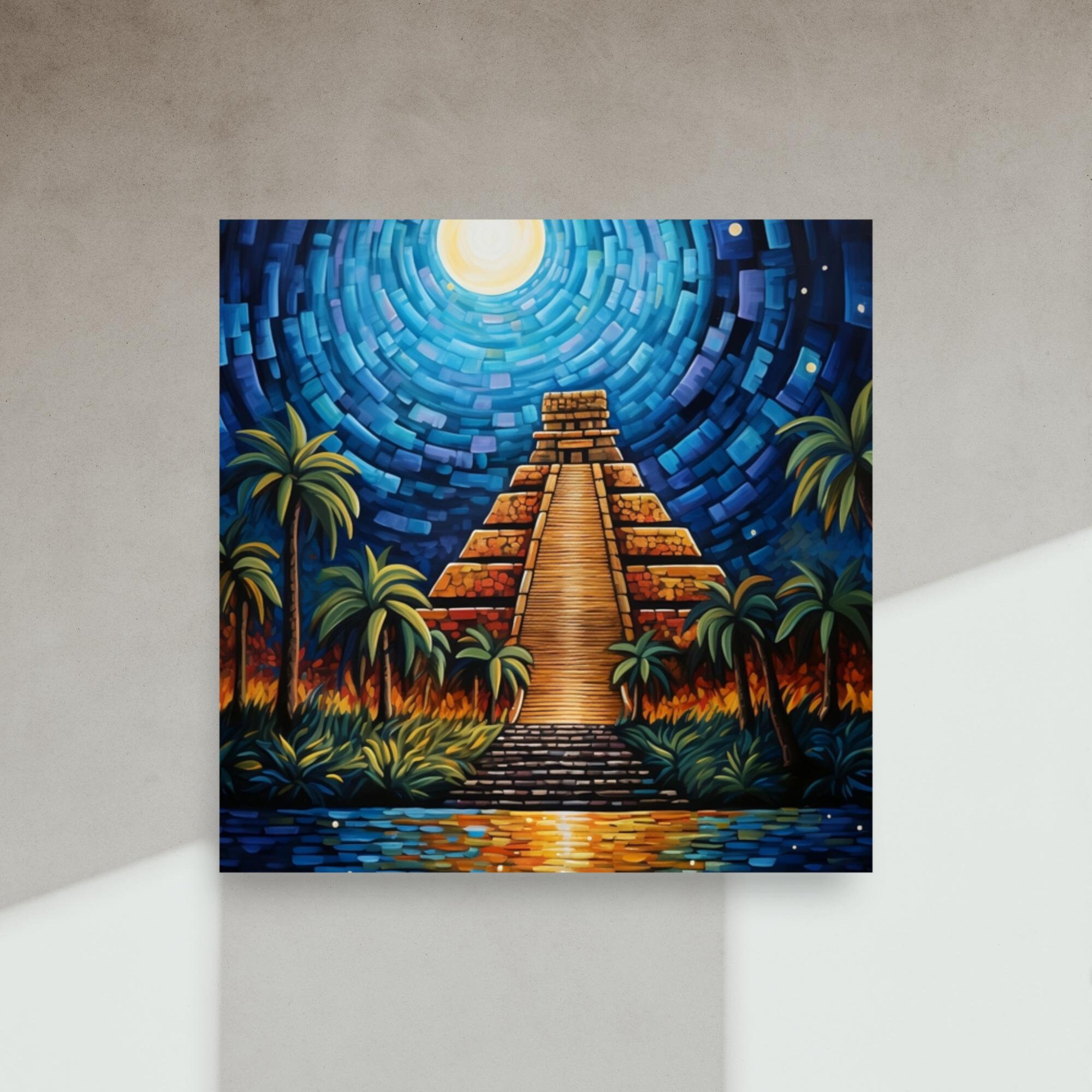 Aztec Aztlan Pyramid Poster Art | Mayan, Incan Temple Print - Etsy