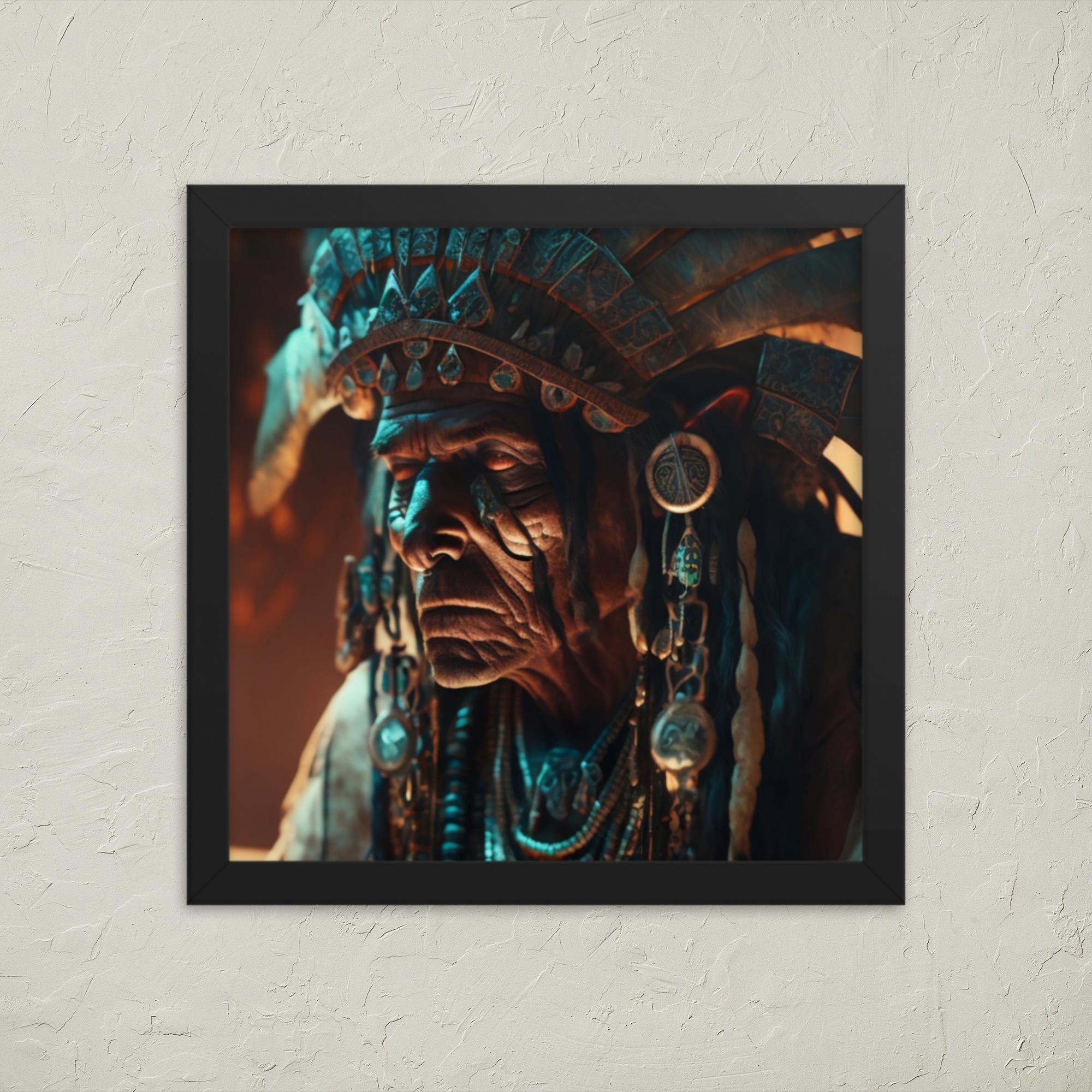 Aztec Indian Chief 'the King' Framed Poster Mayan, Native American ...