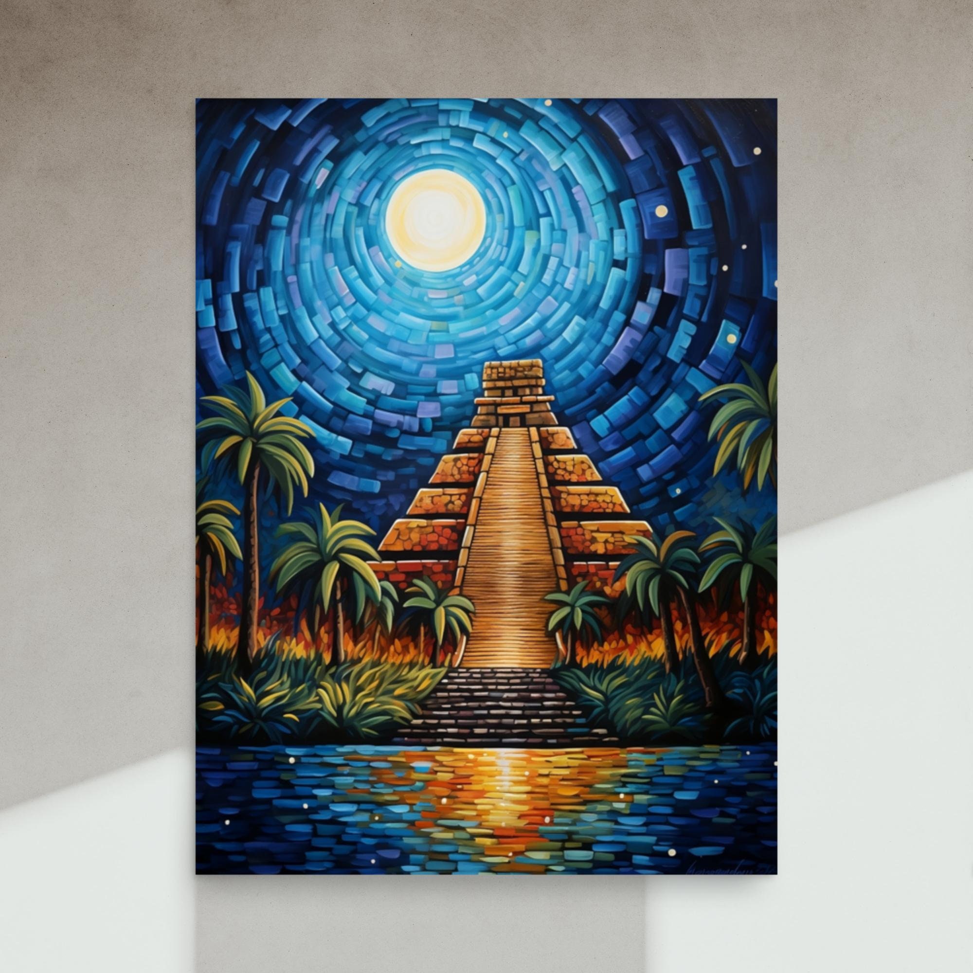 Aztec Aztlan Pyramid Poster Art | Mayan, Incan Temple Print - Etsy