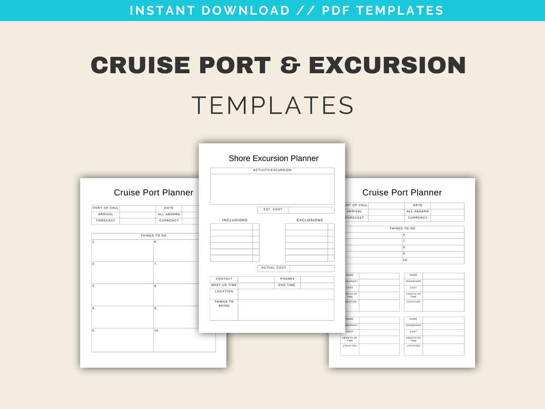 Cruise Port & Shore Excursion Planner: PDF Itinerary Templates (US ...