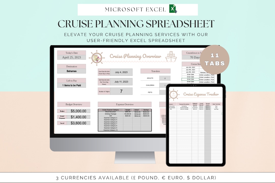 Cruise Planner Excel Spreadsheet for Travel Agents, Cruise Planner ...