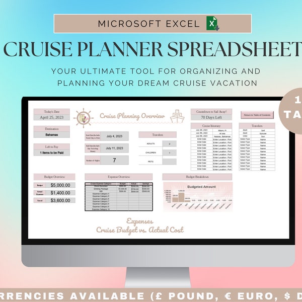 Cruise Itinerary Excel - Etsy