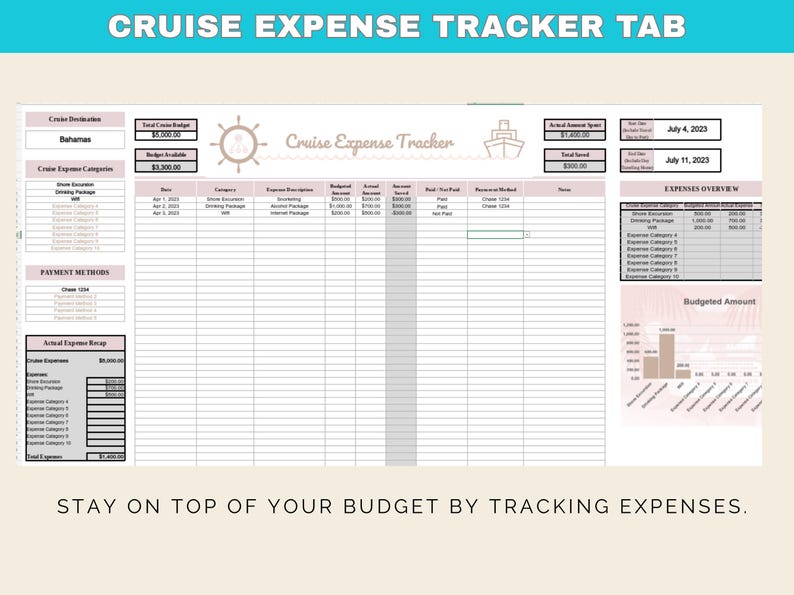 Cruise Planner Excel Spreadsheet: Vacation Organizer (digital Download ...