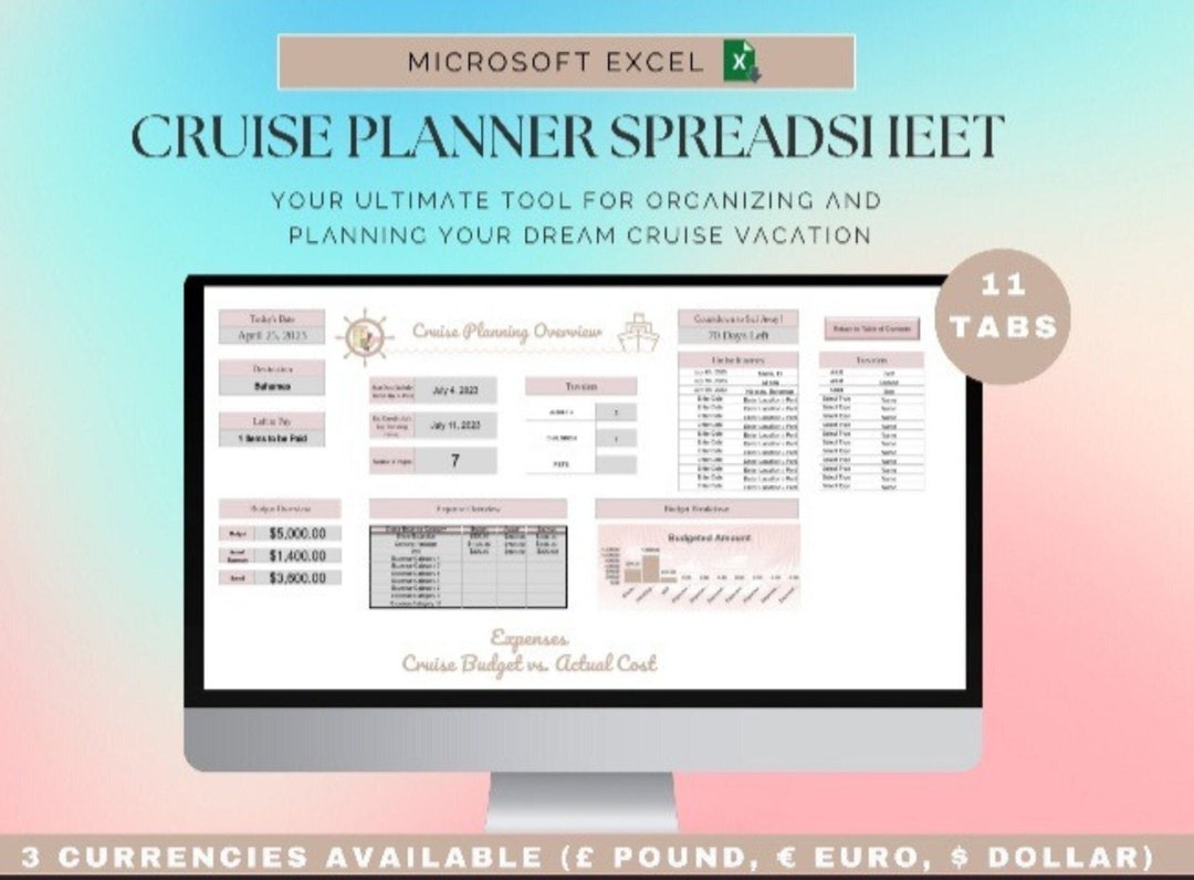 Cruise Planner Excel Spreadsheet, Cruise Planner Spreadsheet, Cruise ...
