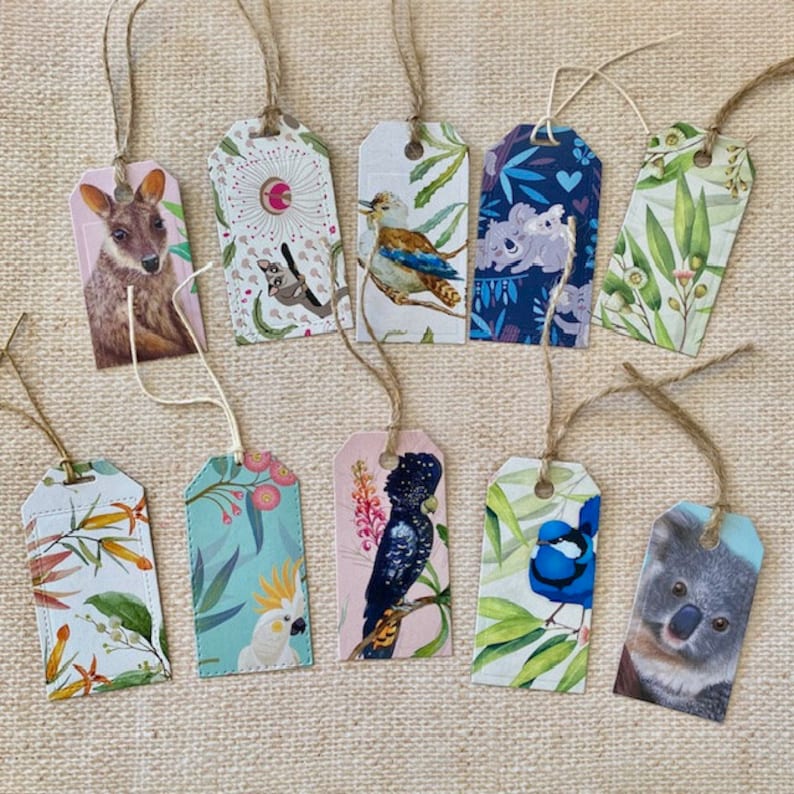 AUSTRALIAN Flora and Fauna, UPCYCLED Gift Tags, Aussie Animals 10 Pack ...