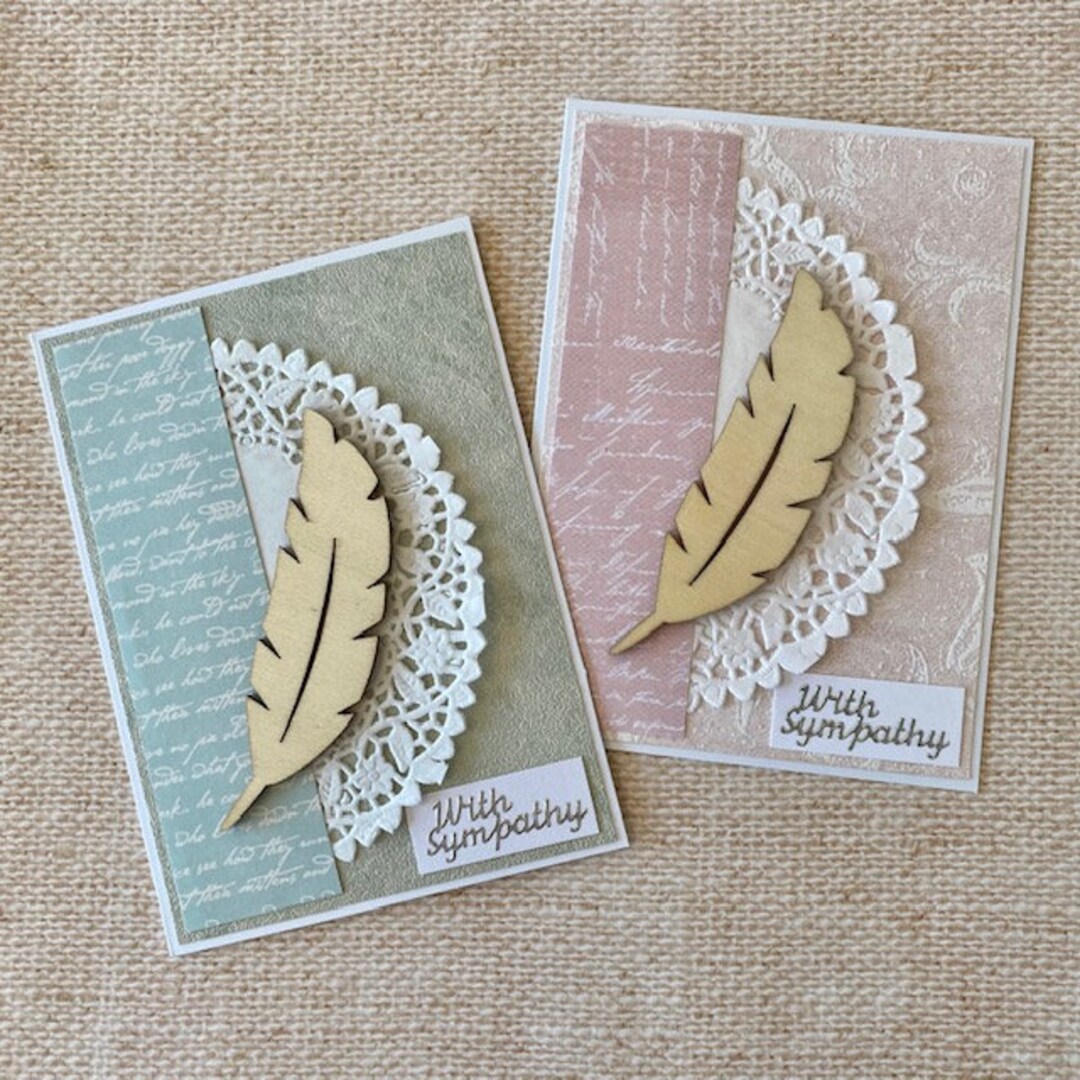 Wooden Feather Sympathy Card: Handmade Condolence Card - Etsy
