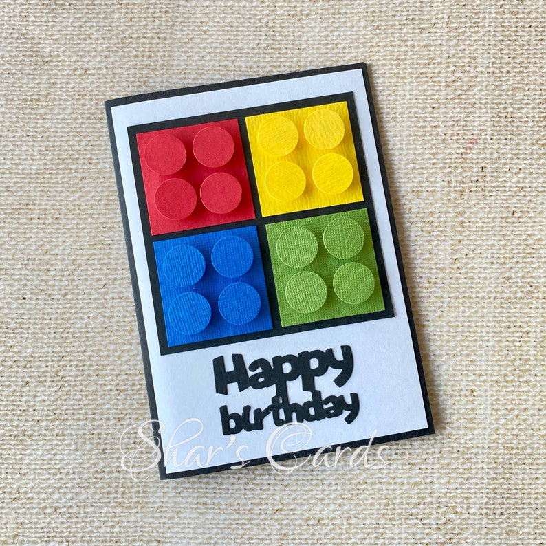 Building BLOCKS Theme Birthday Card Primary Colour Bricks - Etsy